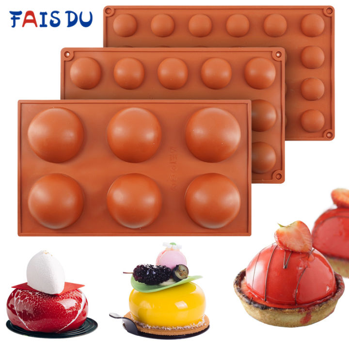 3D Round Half Sphere Silicone Mold for Cake DIY Baking Chocolate Eco ...