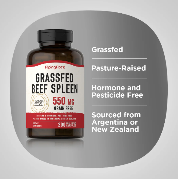 Piping Rock GrassFed Beef Spleen 550 mg 200 Capsules exp 7/2024 | Lazada PH