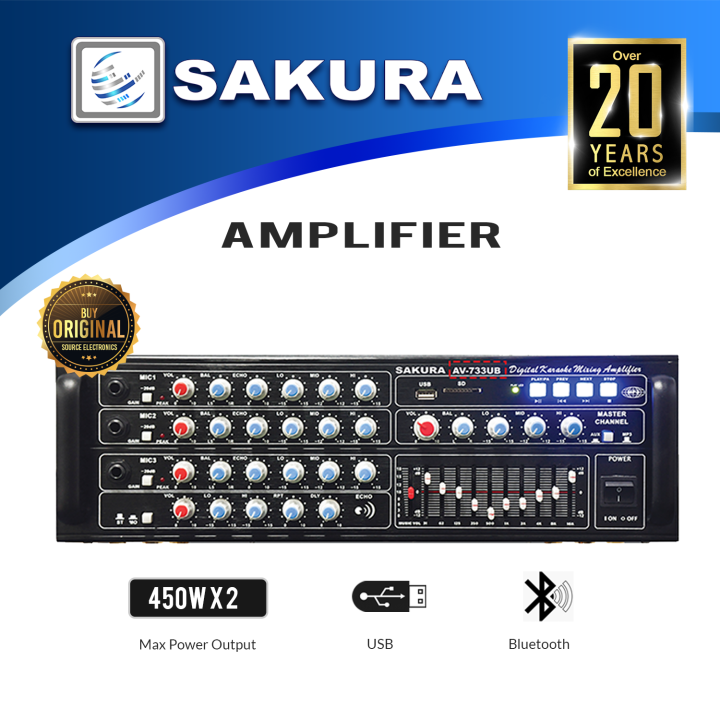 Sakura AV-733UB Stereo Mixing Bluetooth Amplifier | Lazada PH