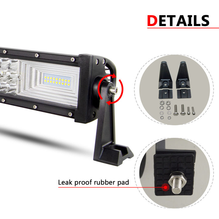 Auxtings 22" 32" 42" 52" inch Led Light Bar Work Light 7D led bar 3-Row ...