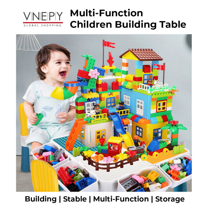 【Clear Stock】Blocks Duplo Kids Multifunction Table Building Blocks Toys ...