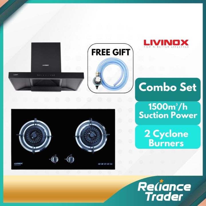 Livinox Slanted Hood 1500 Suction Power LCH-ROCK-X-90BL + Recycle ...