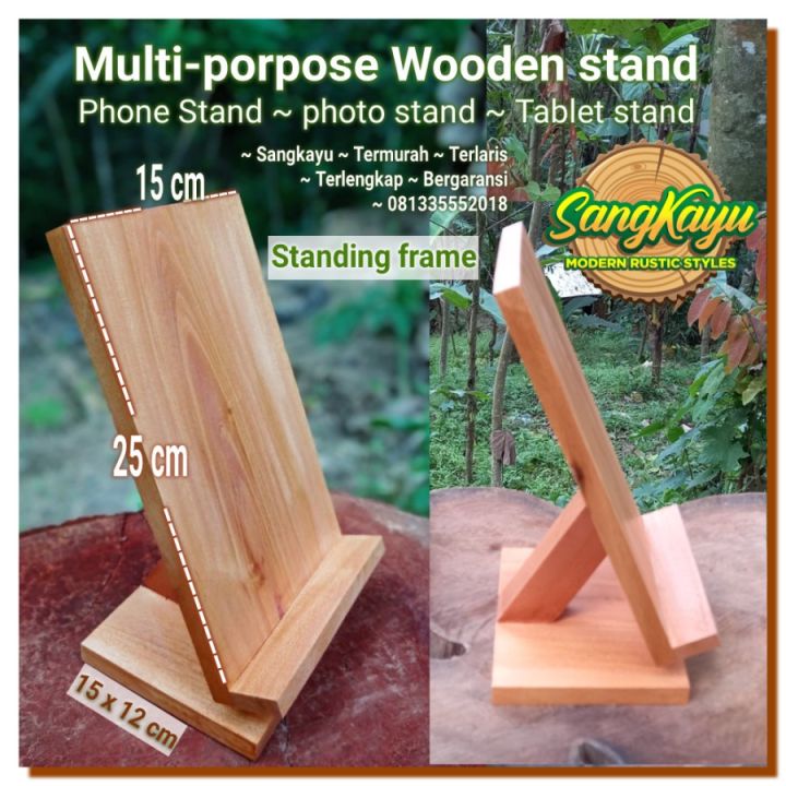 Standing frame kayu photo display stand kayu tablet stand phone stand ...