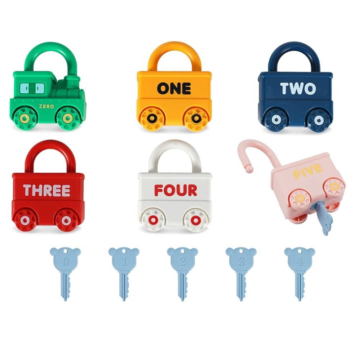 6Pcs Lock and Key Car Toys Couting Matching & Sorting Toys with Numbers ...