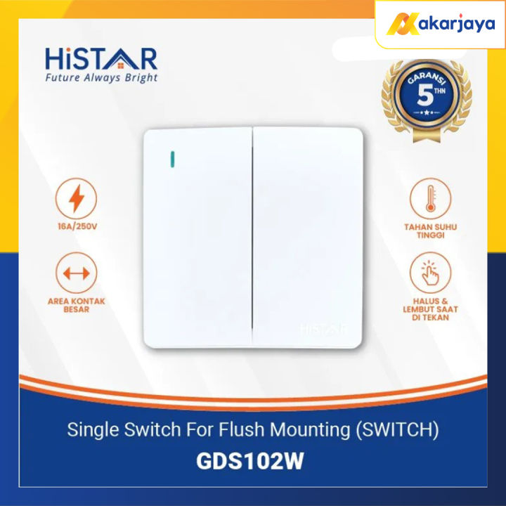 HISTAR GDD101W Dua Saklar Lampu Dinding Listrik LED Seklar Wall Double ...