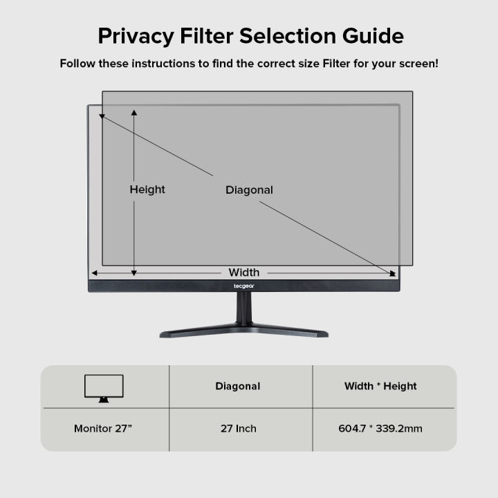 Tecgear Privacy Guard Privacy Screen Filter with Anti Glare for Window ...