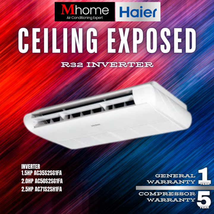 HAIER CEILING EXPOSED CASSETTE INVERTER AIR CONDITIONER R32 | Lazada