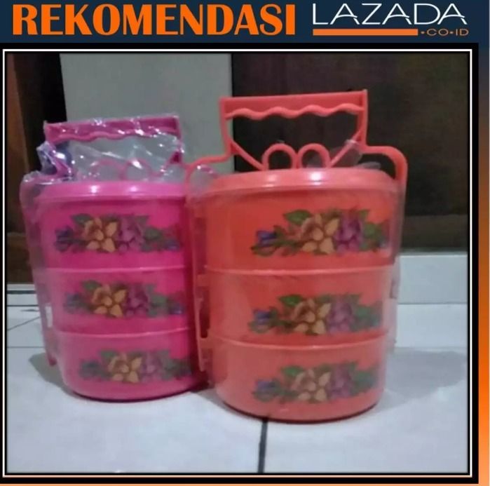 rantang plastik bulat 3 susun / tempat nasi / tempta makanan isi 10 pcs ...