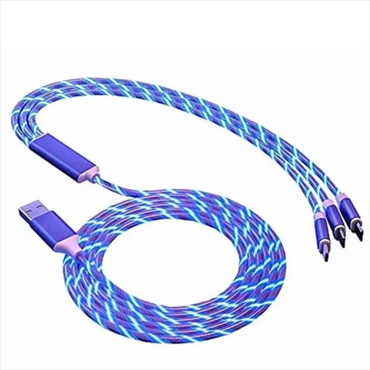Kabel Charger LED 3IN1 - Kabel Data LED 3IN1 Tipe C Micro Lightning Fast Charging | Lazada Indonesia