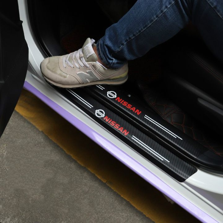 Carbon Fiber leather Threshold Protection Sticker Car Door Threshold ...