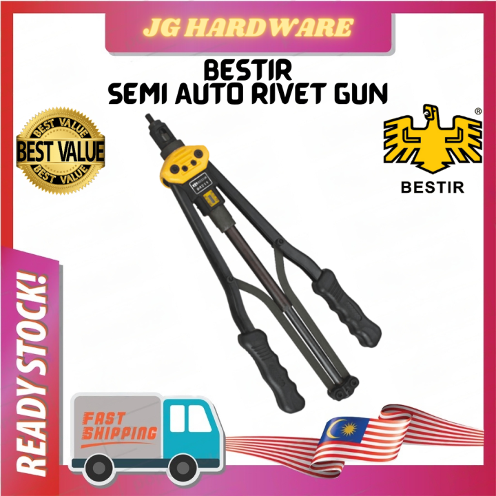 [100% Original] BESTIR Semi Auto Rivet Gun Riveting Machine Nut Tool ...