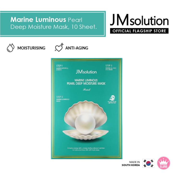 JMsolution Marine Luminous Pearl Deep Moisture Mask (3 Steps Mask) 10s | Lazada