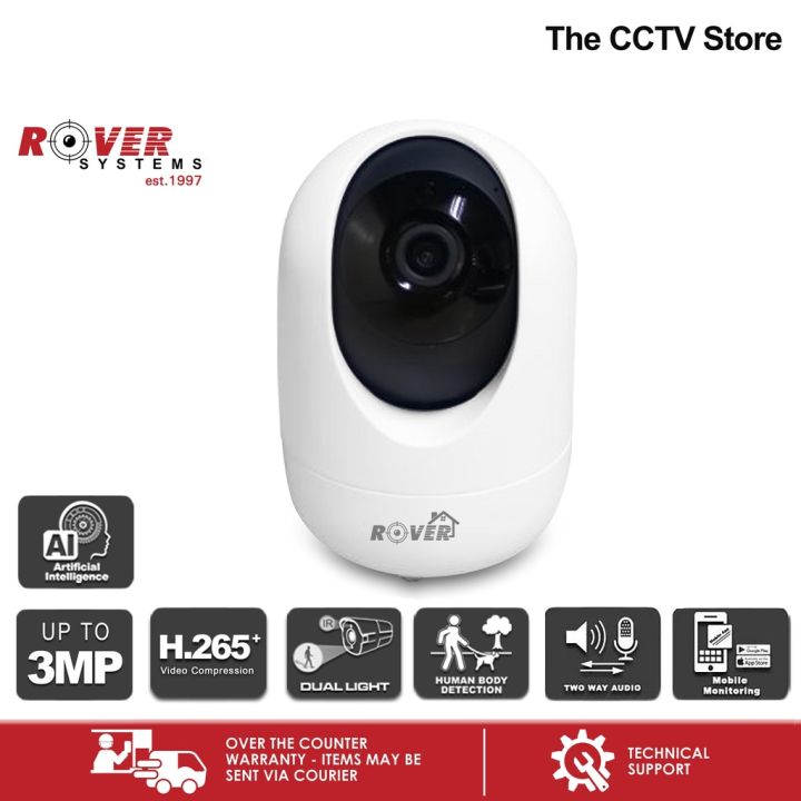 Rover Systems 3MP Smart Pan Tilt Wireless IP Cam WiFi CCTV Camera ...