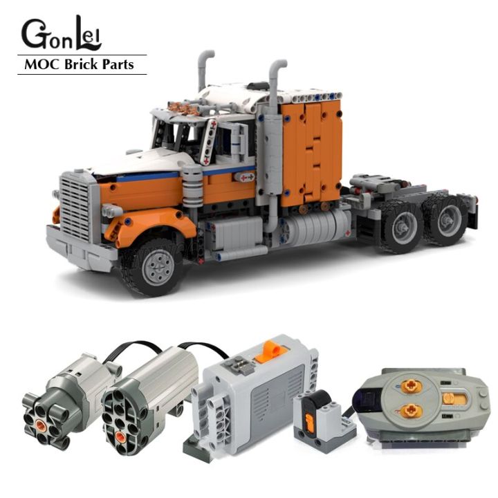 Customed MOC Technical American Semi Truck Motorized Building Blocks ...