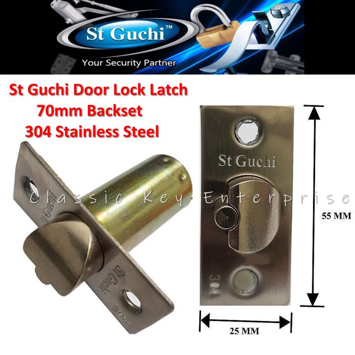 ST GUCHI HEAVY DUTY CYLINDRICAL DOOR LOCK LATCH TONGUE BACKSET 70MM ...