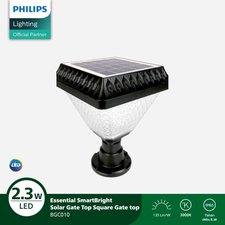 Philips Lampu LED Taman SmartBright Solar Gate Top Square Kuning ...