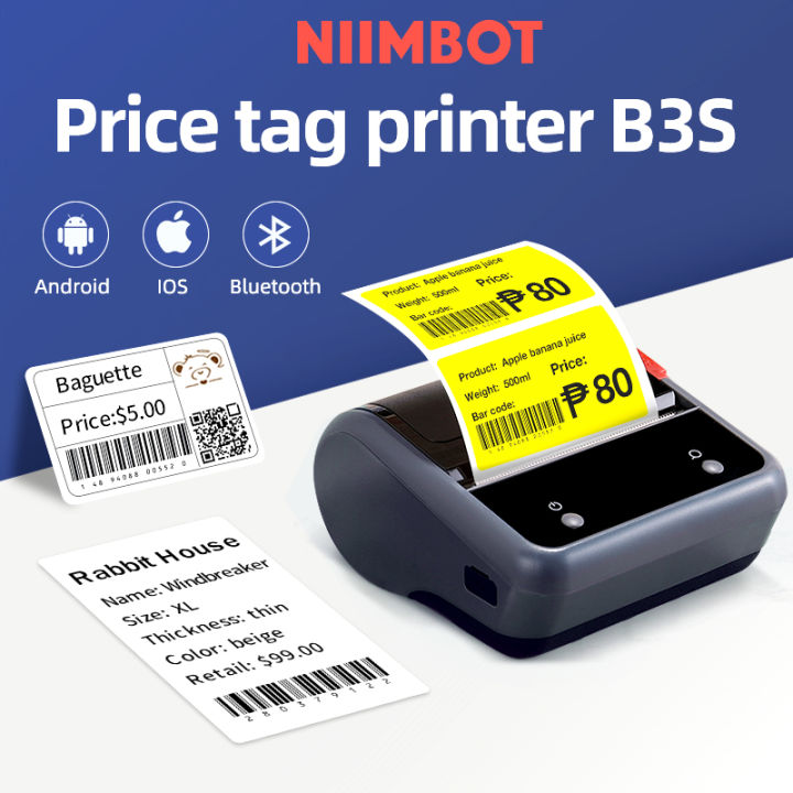 NIIMBOT B3S Thermal Label Printer Portable Bluetooth Inkless Label ...