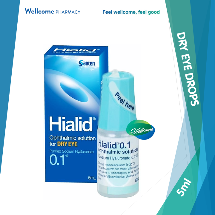 Hialid Ophthalmic Solution Eye Drops with 0.1% Sodium Hyaluronate - 5ml ...