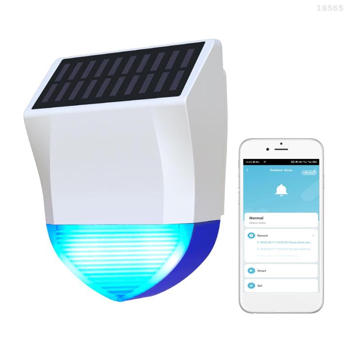 Solar Powered Outdoor Alarm BT 5.0 Smart Alarm IPX5 Waterproof Real ...