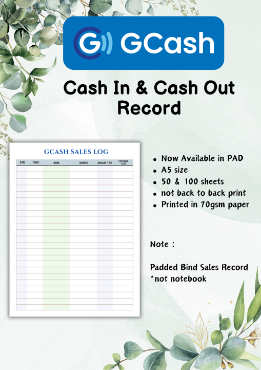 Gcash CAsh In Cash Out Record Log - Printed PAD Paper A5 size | Lazada PH