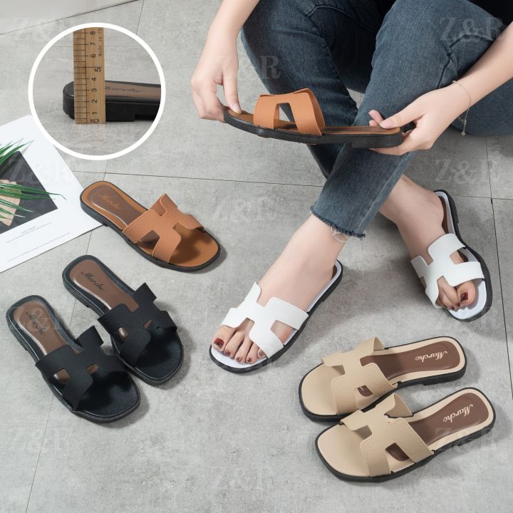 Z&R Store Latest H-Strap Flat Slippers Rubber Material Cute Slippers ...