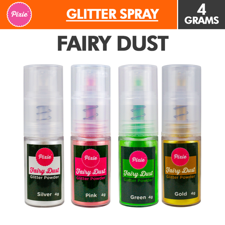 Pixie Edible Glitter Powder Spray Fairy Dust - Gold, Silver, Pink ...