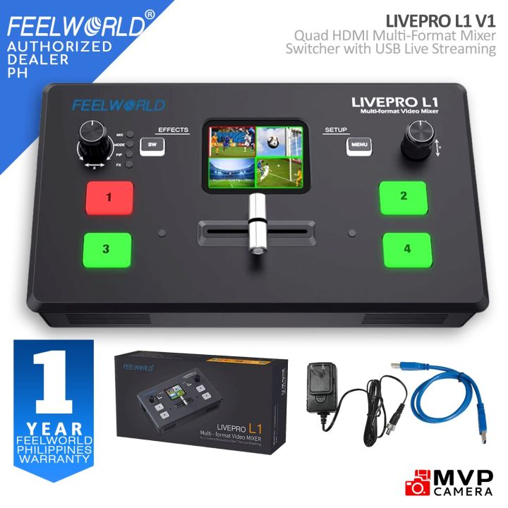 FeelWorld Livepro L1 LIVE PRO L1 V1 Quad HDMI Multi-Format Mixer Switcher with USB Live ...