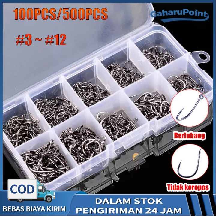 100 Pcs/500PCS Kail Pancing Tajam Kail Pancing Aneka Kail Pancing ...