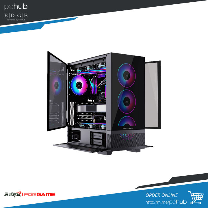 PChub | iForgame Qilin X5, black out, ATX, cable cover, gpu graphics ...