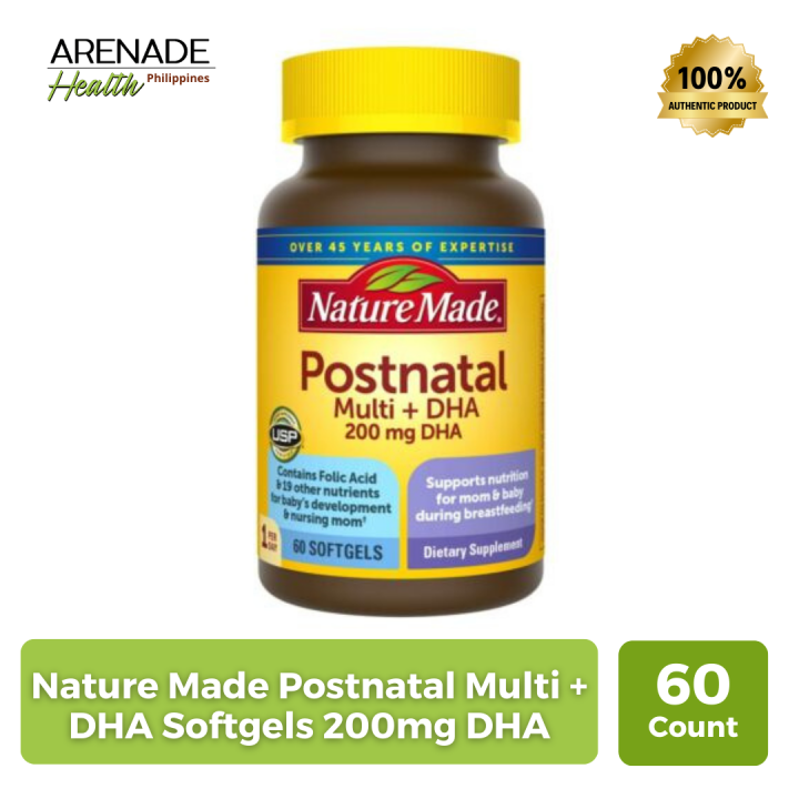 Nature Made Postnatal Multi + DHA Softgels 200mg DHA, 60 Count ...