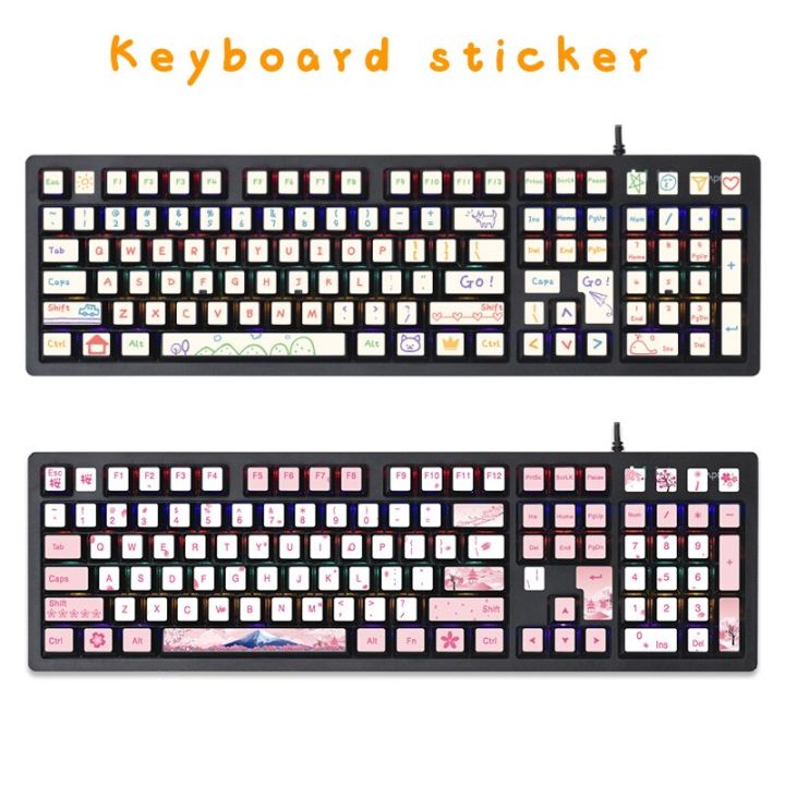 Universal Desktop Computer Keyboard Sticker Cute Cartoon 87/104 Key Cap ...