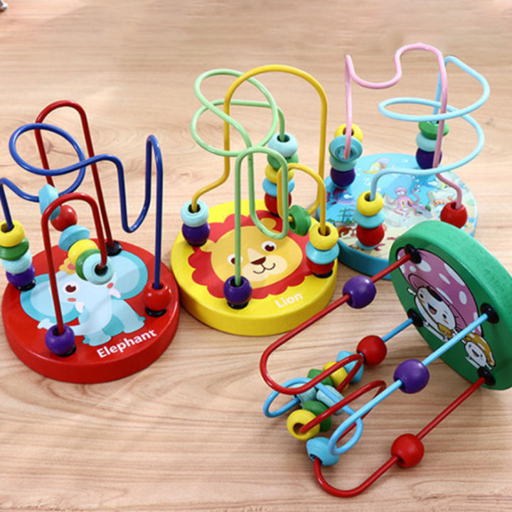 Montessori toys round beads wooden toys Building Blocks Beads Toy ...