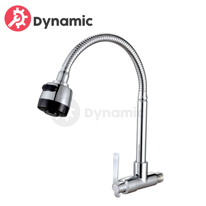 Flexible Brass Gooseneck Sink Faucet Wall Type Arc Bar Kitchen Sink ...