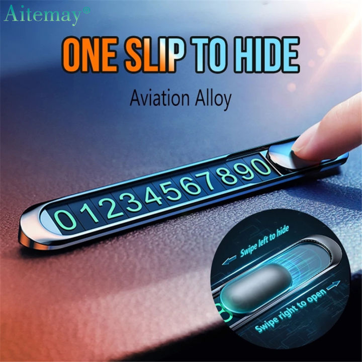 Aitemay Luminous Car Temporary Parking Card Car Sticker Hidden Auto ...
