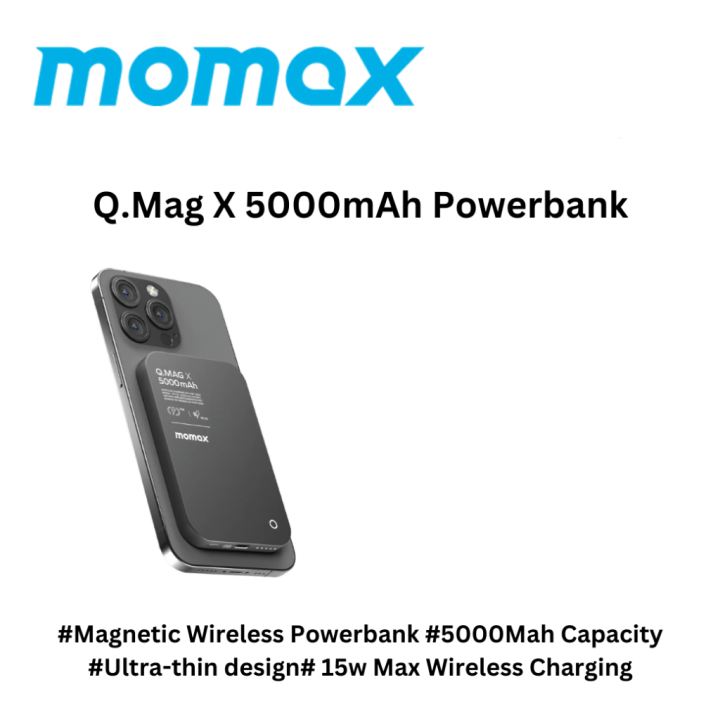 MOMAX Q.Mag X Wireless Battery Pack 5000mah 15W Fast wireless ultrafast ...