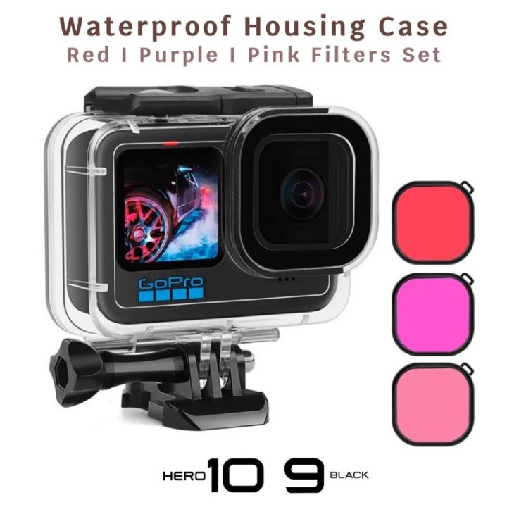 เคสกันน้ำ Gopro 11 10 9 Gopro 8 พร้อมฟิลเตอร์ 3สี Red Pink Purple Filter for Gopro Hero 11 10 9 ...