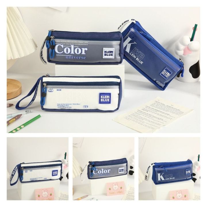 SDFBN ที่เก็บเดสก์ท็อป กระเป๋าเครื่องเขียน Klein BLUE กล่องใส่ดินสอ จุ ...