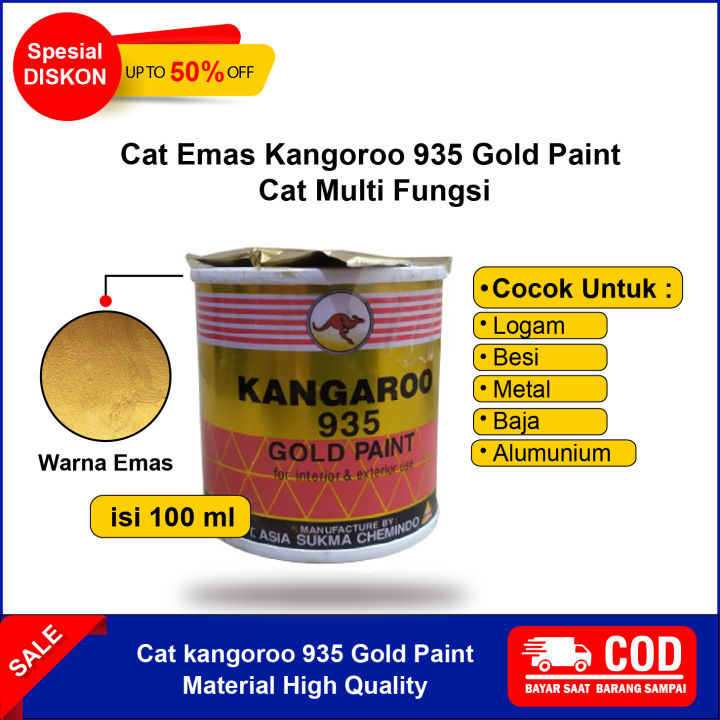 Cat Besi Metal Warna Gold Emas Kangaroo 935 Ukuran Kecil 100 ml dan 1 ...
