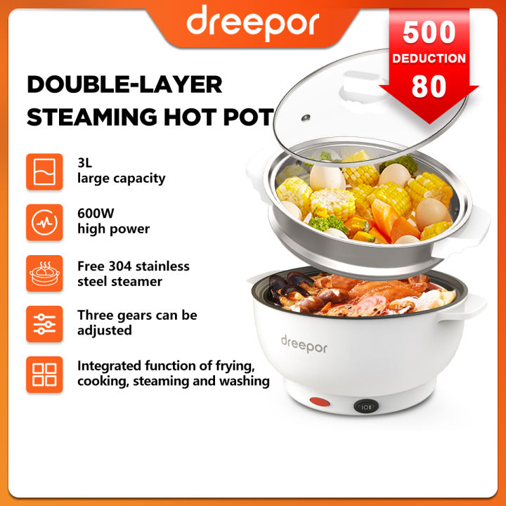 Dreepor Electric Cooker Multifunctional Electric Pot Double Handle ...