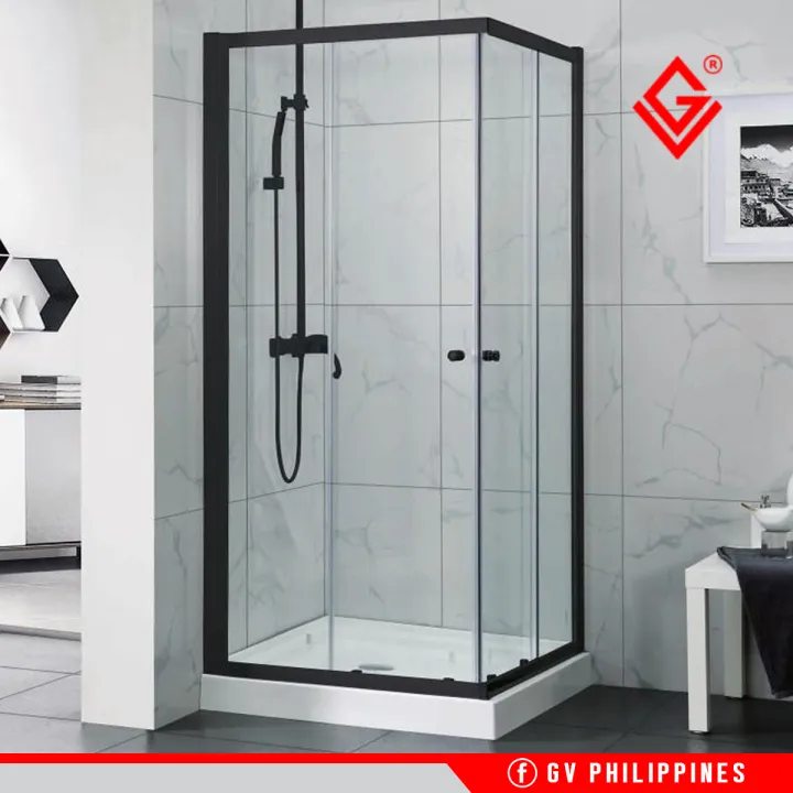 GV ENC100B Matte Black Corner Shower Enclosure 100x100x185 | Lazada PH