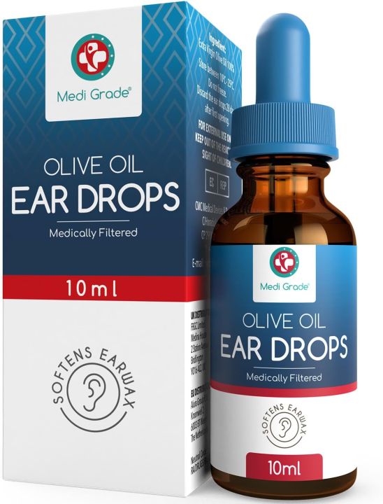 Medi Grade Olive Oil Ear Drops for Wax Removal and Blocked Ears, 10ml ...