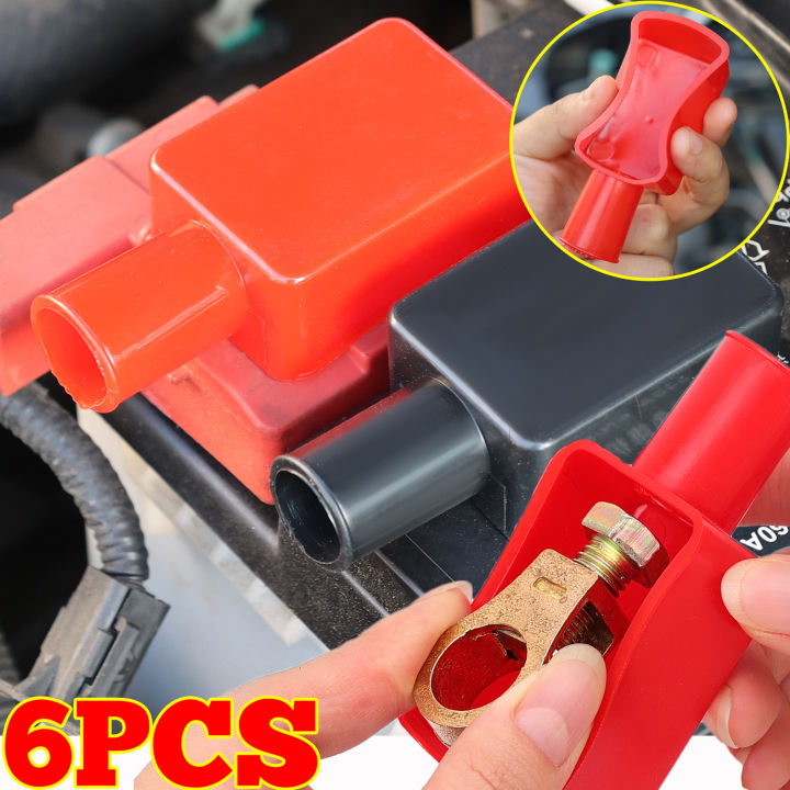 6PCS Universal Car Battery Terminal Cap Boot Negative Positive Terminal ...
