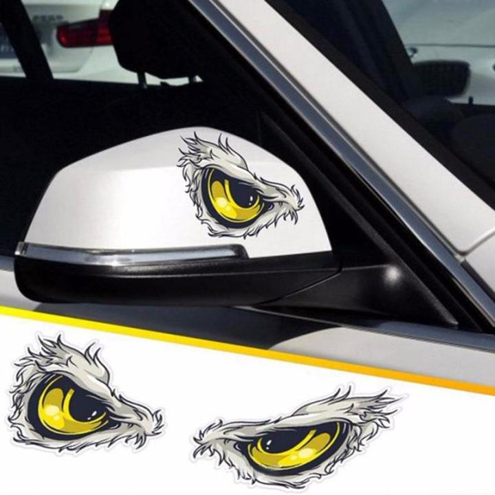 Reflective 3D Eyes Decals Car Stickers Rearview Mirror Car Head Styling ...