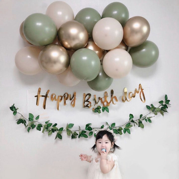 19pcs Bean Green Latex Balloons Garland Arch Kit Baby Shower Wedding Jungle Birthday Party ...