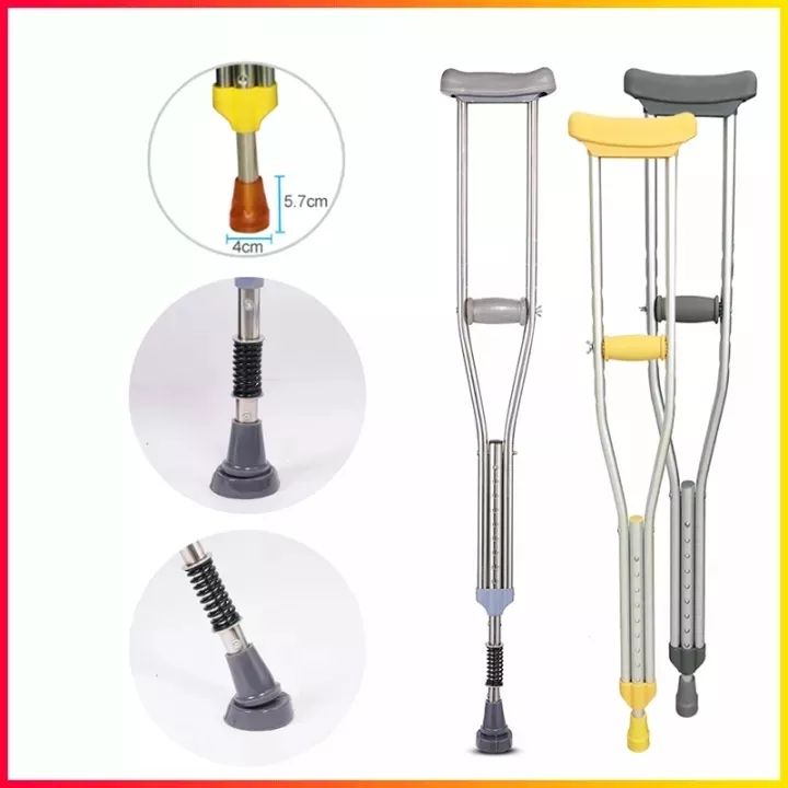 Saklay Adult Adjustable Crutches, Double Crutches with Underarm Pads ...