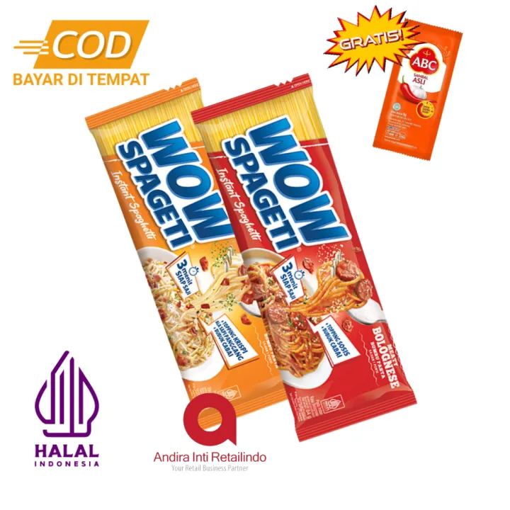 WOW Spageti/Spaghetti Instan Halal BPOM GRATIS SAUS SAMBEL ISI 1,2,3,5 ...
