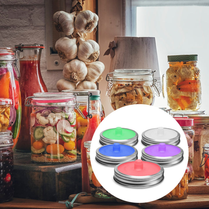 Silicone Fermentation Lids, Waterless Airlock Fermented Mason Jar Lids ...
