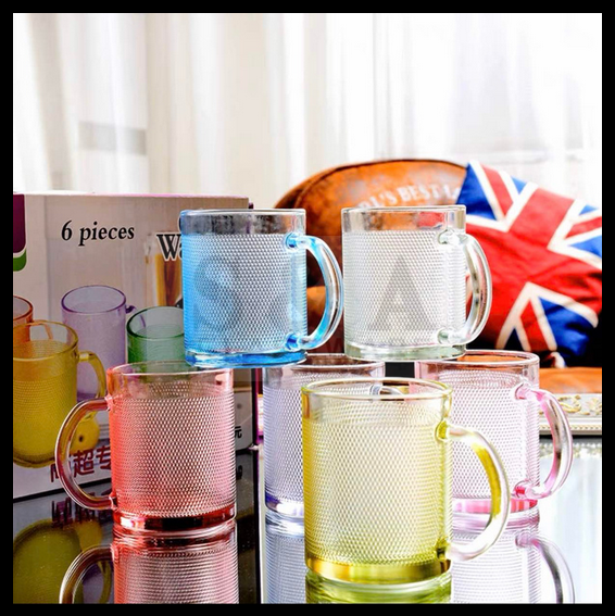 S&A GLASSWARE [6PCS] 210ML High Quality Mug With Handle MULTI-COLOR ...