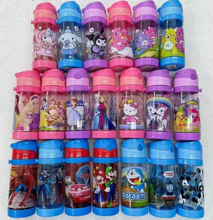 ขวดน้ำเด็กไปโรงเรียน กระติกน้ำ แก้วน้ำ ลายการ์ตูน พร้อมสายสะพาย หลอดเด้ง รุ่น T7006 500 ml ...