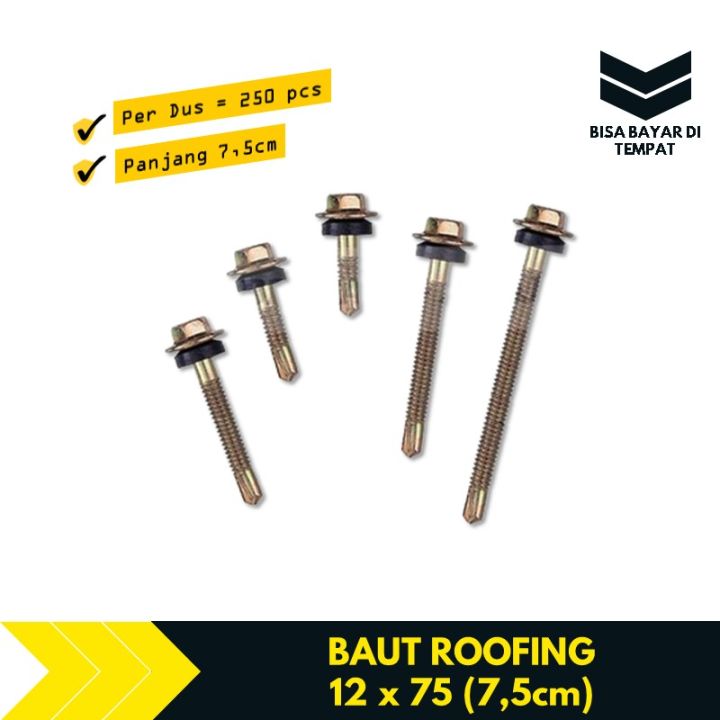 Baut Roofing Baja Ringan 12 mm x 75 mm 7,5 cm 1 Dus TBMS520 | Lazada ...